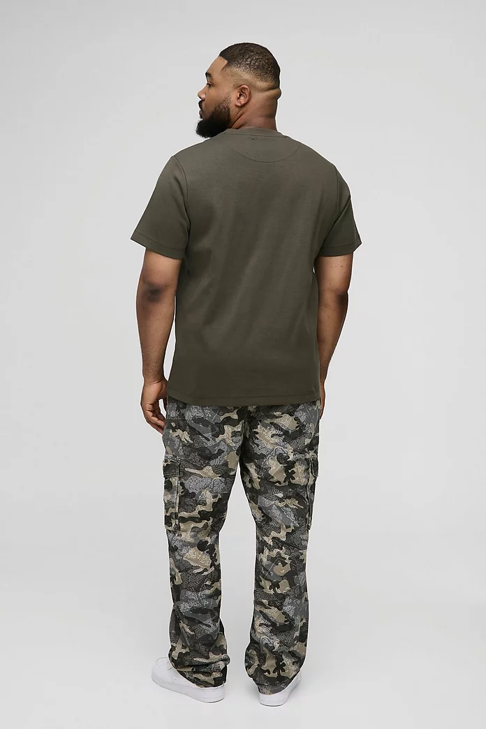 Plus Slim Flare Gusset Camo Bandana Cargo Pants | boohooMAN USA Plus Slim Flare Gusset Camo Bandana Cargo Pants | boohooMAN USA